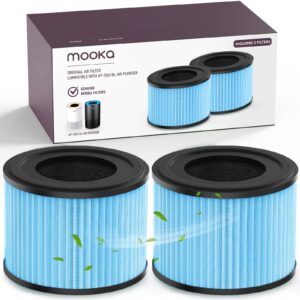 2 pack mooka ap-s0610l air purifier smoke remover filter, 3-in-1 true hepa filter, high-efficiency activated carbon air filter for smoke, odor, dander, pollen