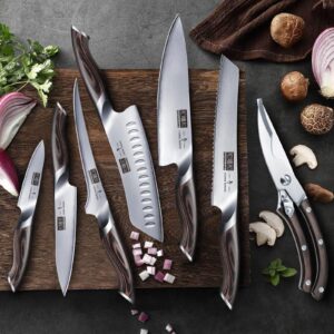 HOSHANHO 8-Piece Japanese AUS-10 Steel Kitchen Knife Set+ 7 Inch Ultra Sharp Nakiri Knife