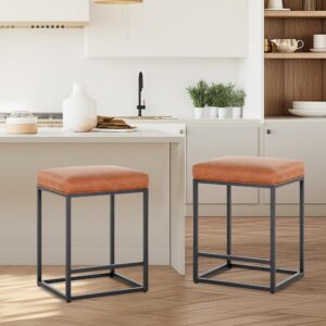 PHI VILLA Brown Bar Stools Set of 4-24 inch Counter Stools for Kitchen Island, Counter Height Bar stools