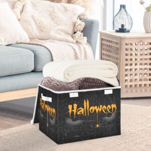 YETTASBIN Halloween Spider Storage Basket with Lid and Handles, Large Collapsible Fabric Storage Bins Sturdy Storage Organizer for Shelves, Closet, Bedroom, School, Office, Home Decor