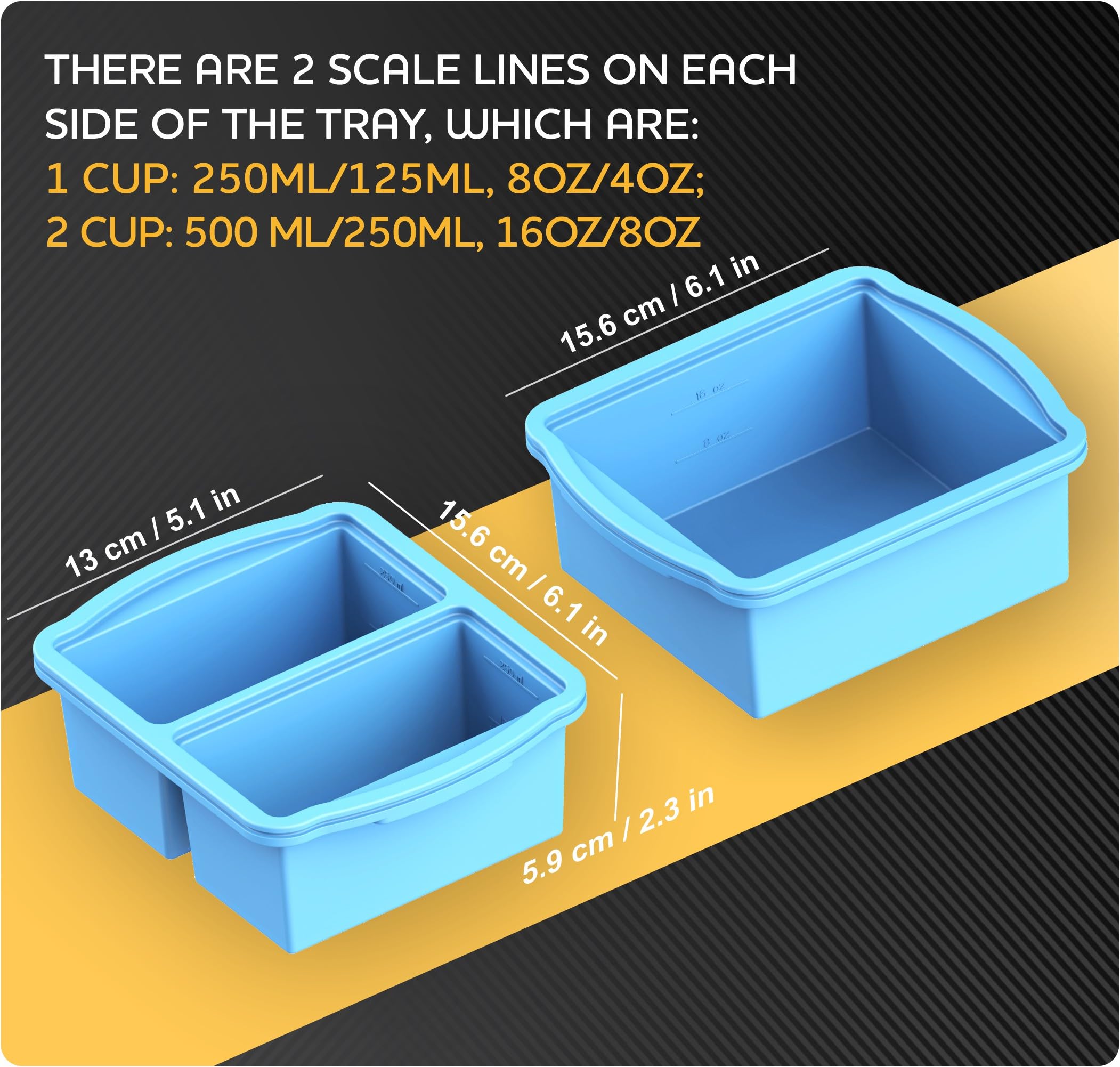 ZIP STANDING Silicone Freezer Trays with Lids, Set of 4 - with 1cup and 2 cup Silicone Freezer Molds for freezing soups, sauces and individual microwave safe