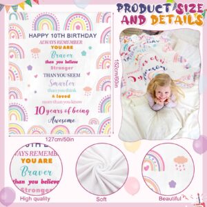 HunnmingRe 60" x 50" 10 Year Old Girl Birthday Gifts Throw Blankets 10th Birthday Decorations for Girl Soft Flannel Boho Rainbow Throw Blanket Presents for Girl Thanksgiving Christmas Birthday Party