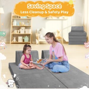 Modular Kids Play Couch Convertible - Toddler & Child Sofa DIY Creativing Play Couch for Playroom Bedroom Nursery Freely Removable Versatile Fold Kids Sofa for Playing