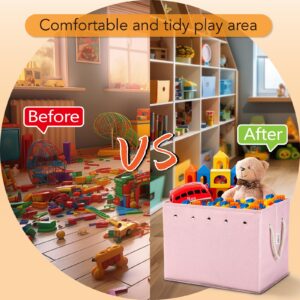 Toys Storage Organizer,Toy Bins for Kids Organizer,Play Mat Removable,Toy Chests & Organizers（Pink）