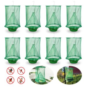 dwcom 8 pack fly traps outdoor, ranch fly traps fly catcher cage for indoor or outdoor family farms, park, restaurants