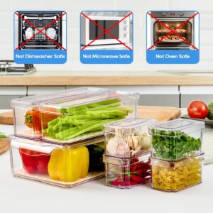 JollyPack 14 Pack Fridge Organizers, Refrigerator Organizer Bins with Lids, BPA Free Stackable Fruit Storage Containers for Fridge, Vegetables, Food and Drinks