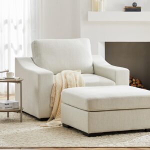 ABCASA Ottoman Module for Modular Sectional Sofa Couch, Large Square Footrest,Ivory