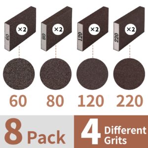 8 Pack Sanding Sponge, Sanding Blocks 60/80/120/220 Grit Assortment, Sand Paper for Wood Furniture, Sander Pads, Washable and Reusable Sandpaper for Drywall Metal Glasses Repair