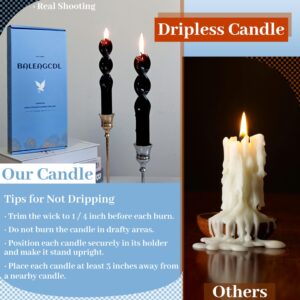 Dripless Taper Candles Spiral 10 Inch Candles Unscented Black Twisted Candles Handmade Tapered Candles Unique Design 4 PCS for Table Home Decoration Holiday Wedding