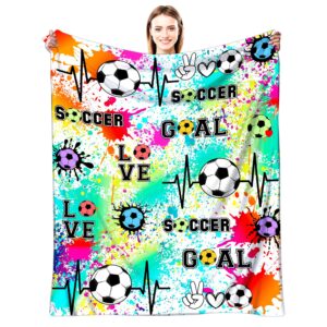 soccer blanket for girls ultra soft flannel soccer throw blanket for soccer lovers soccer players team merch soccer gifts stuff 50"x40"