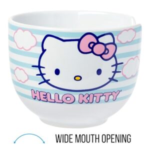 Silver Buffalo Sanrio Hello Kitty Ceramic Ramen Bowl with Chopsticks, 20 Ounces