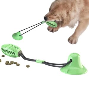 happy petz dog toy for aggressive chewers - puppy teething toys with suction cup, dog puzzle treat food interactive ball, teeth cleaning toy accessories for small large dogs