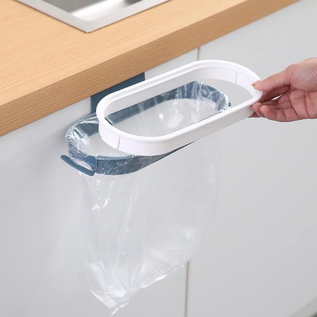 Eioflia Garbage Bag Holder Trash Bag Hanging Bracket Waste Bin Hanger Organizer for Kitchen Cupboard Door Dark Blue, Waste Recycling