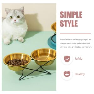 ULTECHNOVO Elevated Cat Bowls,Raised Cat Food Water Bowl with Stainless Steel,Porcelain Pet Dishes for Cats and Small Dogs