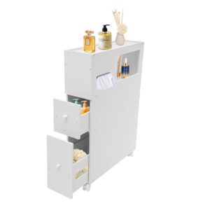 buyouzailaa slim bathroom storage cabinet movable bathroom organizers toilet side cabinet free standing toilet paper holder corner shelves white