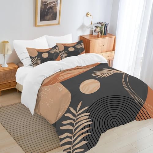 CBQHTY Abstract Geometric Duvet Cover,Mid Century Modern Bedding Boho,Lines Print Duvet Cover,Artistic Bedding Set 3 Pcs (Queen,10)