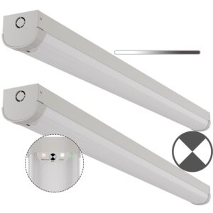 2 pack 4ft led linear strip emergency stairwell light, 2 wattages selectable, 20w/40w, 2500lm/5000lm, battery backup, 5000k, ip20, 0-10v dimmable 4 foot commercial led shop ceiling light fixture, fcc