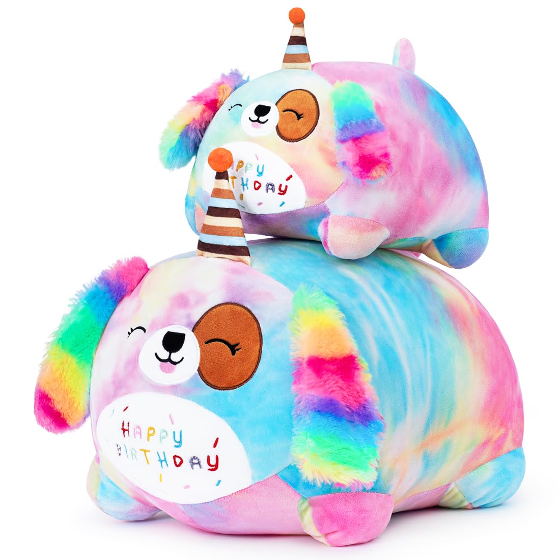 MIAOHAHA Happy Birthday Plush Pillow Toy,Soft Plush Dog Toy Plushies Gift for Kids and Girls(Dog,25cm/9.8in)