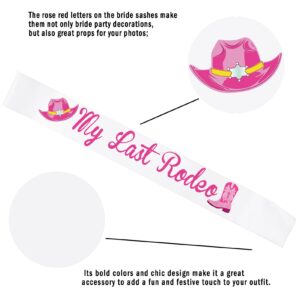 Hot Pink My Last Rodeo Sash, White Funny Bride to be Sash for Let’s Go Girls Western Cowgirl Bridal Shower Bachelorette Party Decorations Accessory Favors, Nashville Bride Sash(White+Hot Pink)