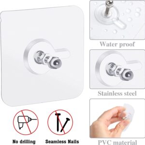 KOOCE Nail Free Wall Hook Screw Adhesive Non-Trace No Drilling for Bathroom Shower Kitchen Installation Hanging, Waterproof Transparent Screws Hook -Transparent (Pack of 15)