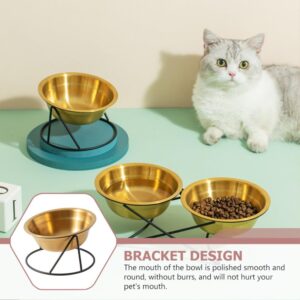 ULTECHNOVO Elevated Cat Bowls,Raised Cat Food Water Bowl with Stainless Steel,Porcelain Pet Dishes for Cats and Small Dogs