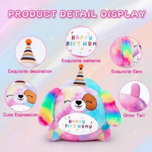 MIAOHAHA Happy Birthday Plush Pillow Toy,Soft Plush Dog Toy Plushies Gift for Kids and Girls(Dog,25cm/9.8in)