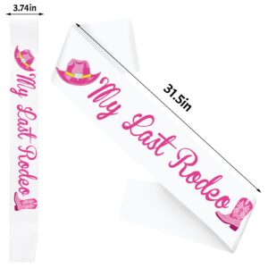 Hot Pink My Last Rodeo Sash, White Funny Bride to be Sash for Let’s Go Girls Western Cowgirl Bridal Shower Bachelorette Party Decorations Accessory Favors, Nashville Bride Sash(White+Hot Pink)