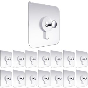 vestura adhesive wall hooks for wall without drilling, self adhesive hooks for wall heavy duty strong nail free for hanging photo frame, wall clock, kitchen accessories items(round hook - 15)