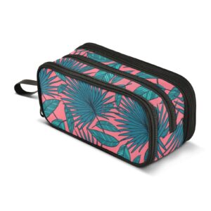 J JOYSAY Tropical Color Leaves Pencil Case Pouch Big Capacity Pencil Bags with Zipper Portable Pencil Box Large Art Bags for School Office College Travel