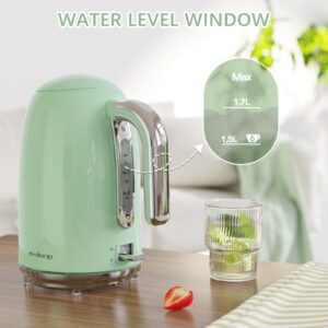 Electric Tea Kettle, 1500W /1.7 L Hot Water Kettle Electric, Retro Electric Kettle, Auto Shut-Off & Boil-Dry Protection, BPA Free, Stainless Steel Electric Teapot