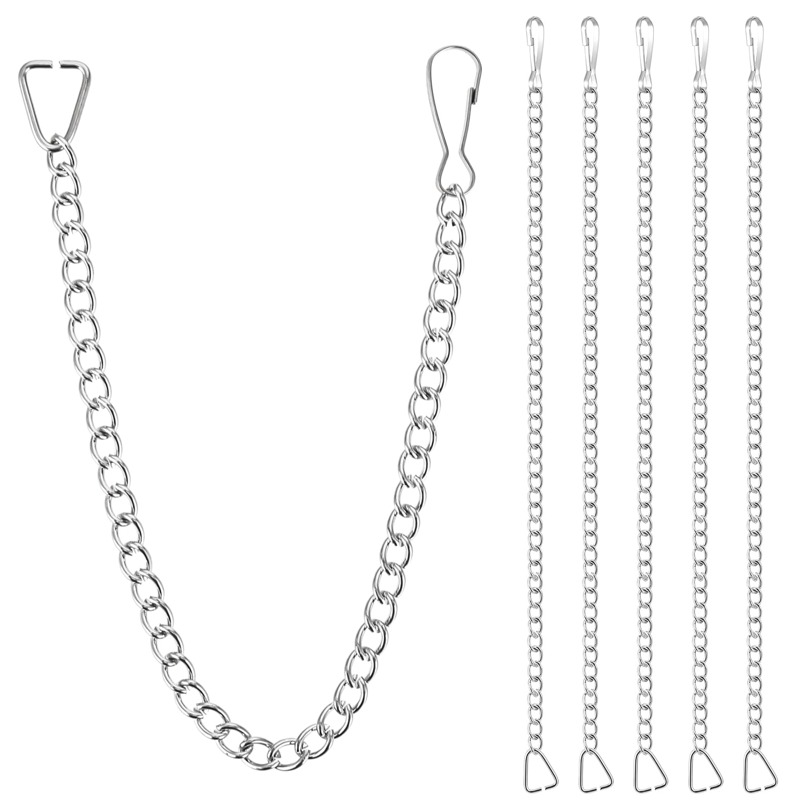 6 Pack Toilet Flapper Chain, 9.8inch Universal Flapper Chain Replacement Kit Adjustable Length Stainless Steel Toilet Flapper Lift Chain with Hook and Ring for Most Toilet Flappers