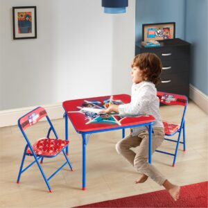 Idea Nuova Marvel Spidey and His Amazing Friends 3 Piece Children's Activity Square Table and 2 Folding Chairs Set, Ages 3+