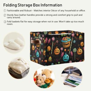 senya Halloween Storage Basket, Pumpkin Candy Foldable Fabric Collapsible Storage Bins Organizer Bag for Storage Clothes