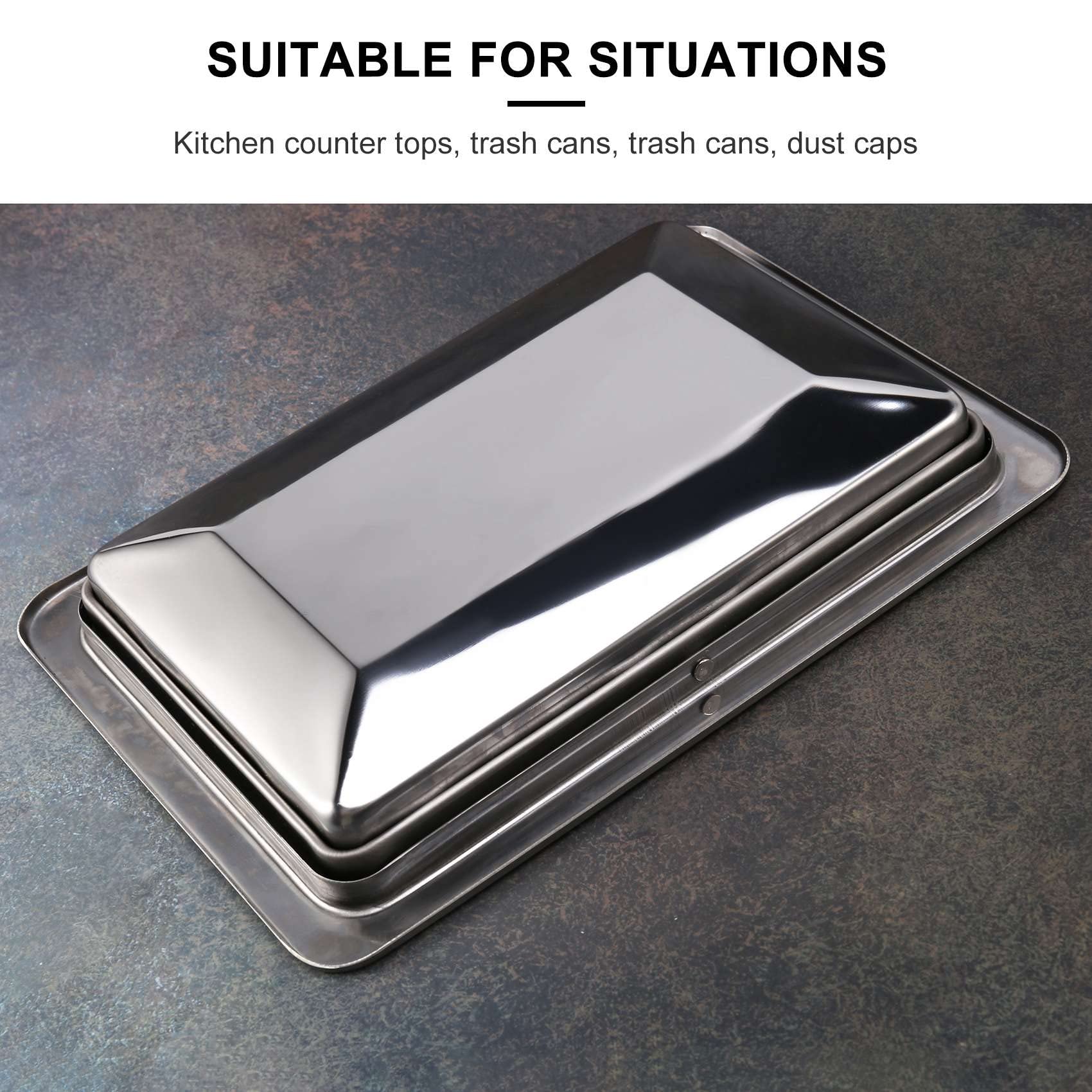 Beuiouer Stainless Steel Garbage Flap Lid Trash Bin Cover Flush Built-in Balance Swing Flap Garbage Lid for Kitchen Counter Top A