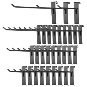 sumnacon gridwall hooks 30 pcs 4/6/8 inch hooks for grid wall panel notch grid wall hanging hooks sturdy metal display hooks for grid wall for craft show retail home garage dispaly,black