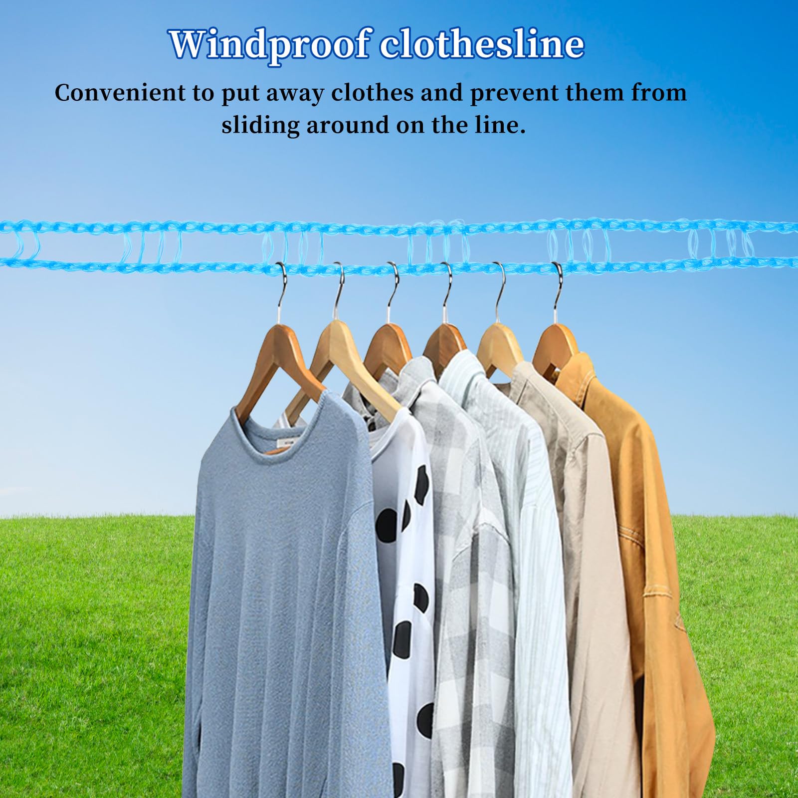 2 Pack Portable Clothesline, Windproof Non Slip Clothesline with Hooks, Adjustable Nylon Clothesline, Retractable Clothesline for Indoor Outdoor Laundry Camping Home