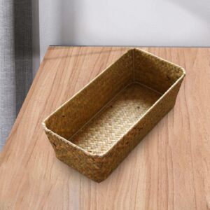 IEUDNS Handwoven Storage Basket, Seagrass Storage Basket, Simple Organizing Basket, Home Desktop Organizer for Home Decor