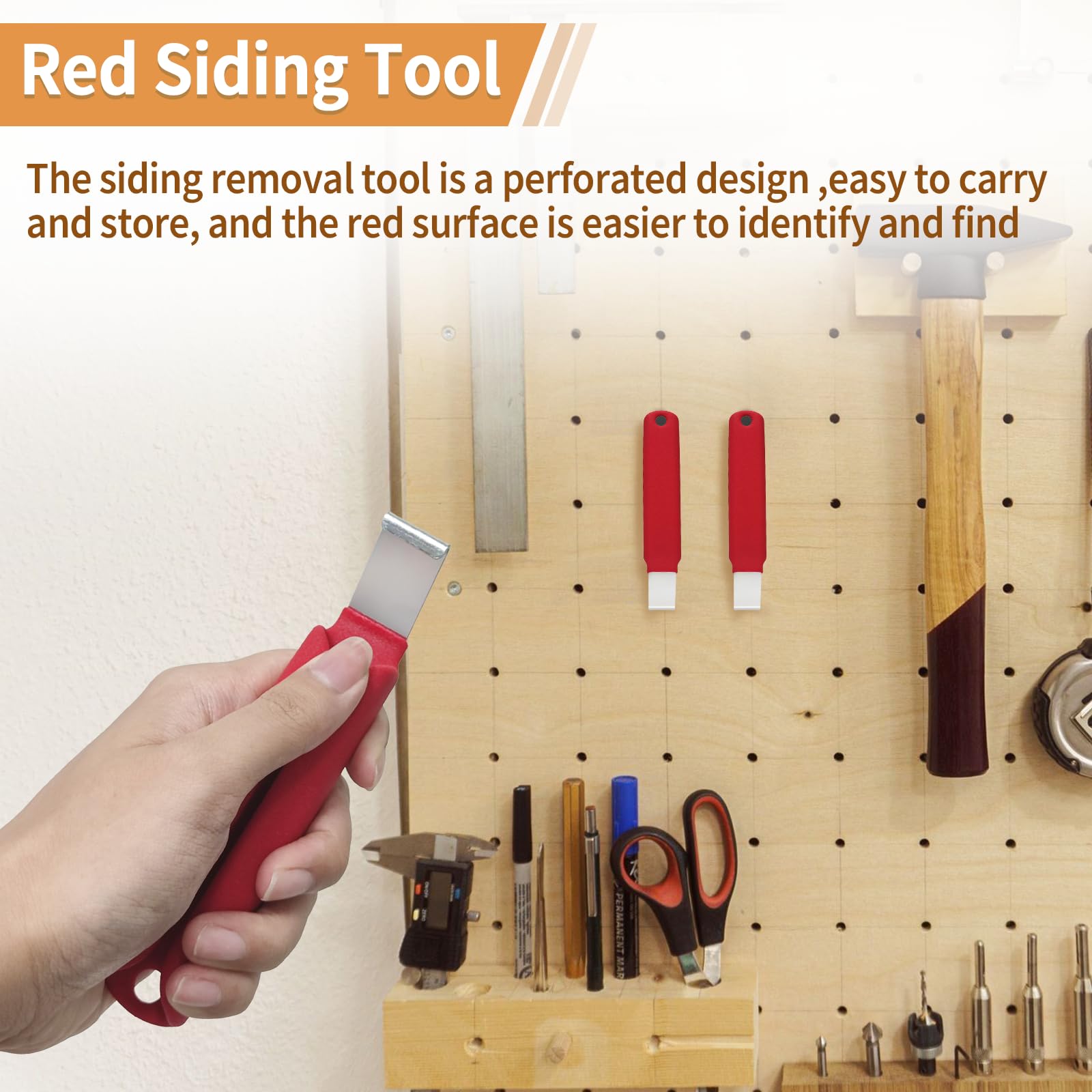 Vinyl Siding Removal Tool Fits for Reattach Siding Repair, Steel Blade Siding Zip Tool Extra Long Non-Slip Grip Handle（Red）