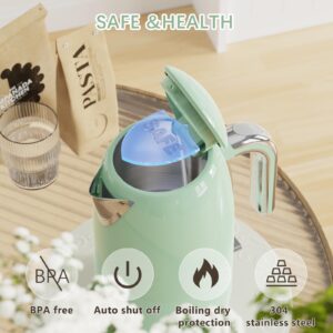 Electric Tea Kettle, 1500W /1.7 L Hot Water Kettle Electric, Retro Electric Kettle, Auto Shut-Off & Boil-Dry Protection, BPA Free, Stainless Steel Electric Teapot