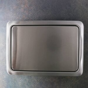 Beuiouer Stainless Steel Garbage Flap Lid Trash Bin Cover Flush Built-in Balance Swing Flap Garbage Lid for Kitchen Counter Top A