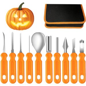 onever pumpkin carving kit tools halloween, professional heavy duty carving set pumpkin carving knife, stainless steel double-side sculpting tool carving kit for halloween decoration for halloween