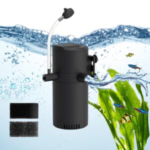 vcraze 2-stage internal aquarium filter 135gph turtle filter in-tank filter dual water outlet & aeration, fish tank filter turtle tank filter for 10-40 gallon tanks