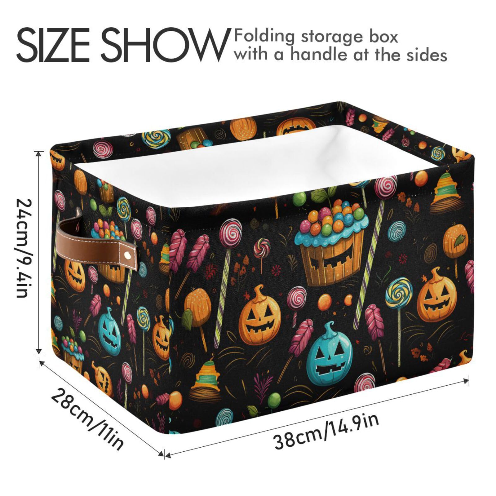 senya Halloween Storage Basket, Pumpkin Candy Foldable Fabric Collapsible Storage Bins Organizer Bag for Storage Clothes