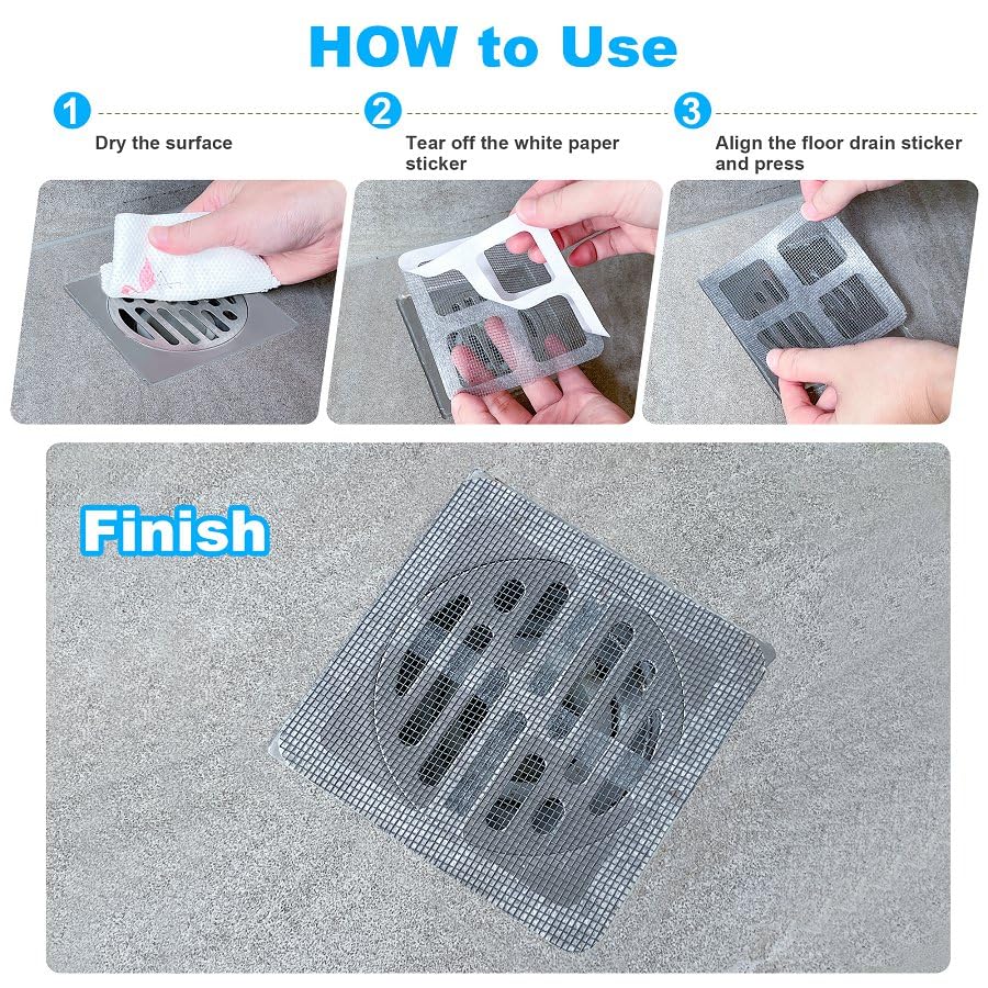 120 Pcs 4" X 4" Disposable Shower Drain Hair Catcher, Bathroom Drain Hair Catcher,Drain Mesh Cover, Drain Mesh Strainer. Suitable for bathrooms, Laundry Rooms, bathtubs, Kitchens, Sinks