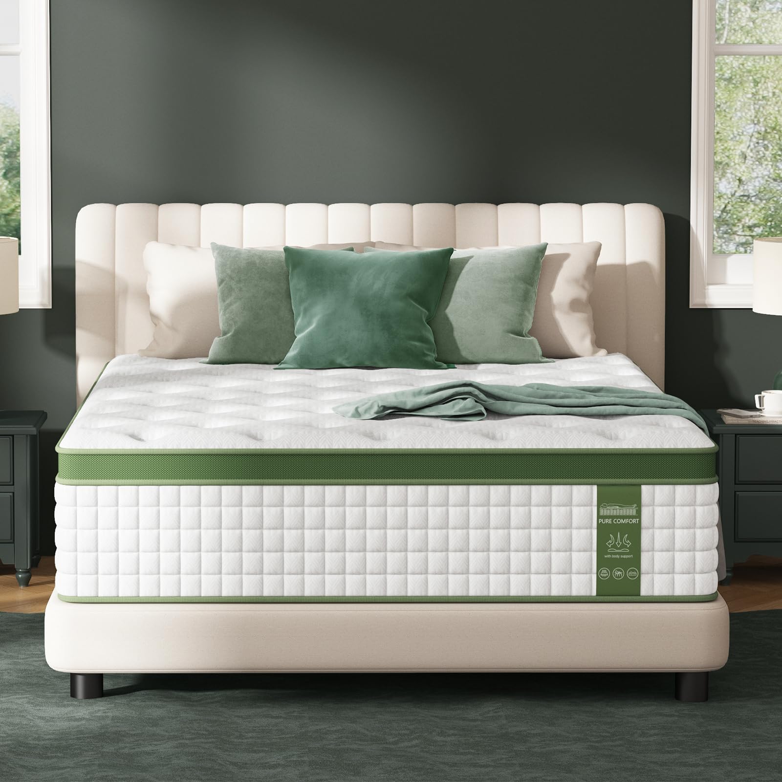 Twin Mattress, 10-Inch Luxury Hybrid Mattress, Fiberglass-Free Mattress in a Box with Gel-infused Memory Foam, Individual Pocket Spring for Motion Isolation-Edge Support,CertiPUR-US,10-Year Warranty