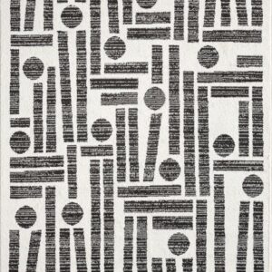 Abani Nomad Cream & Grey Area Rug 2' x 3' for Living Room, Bedroom - Geometric Pattern - Durable & Easy to Clean