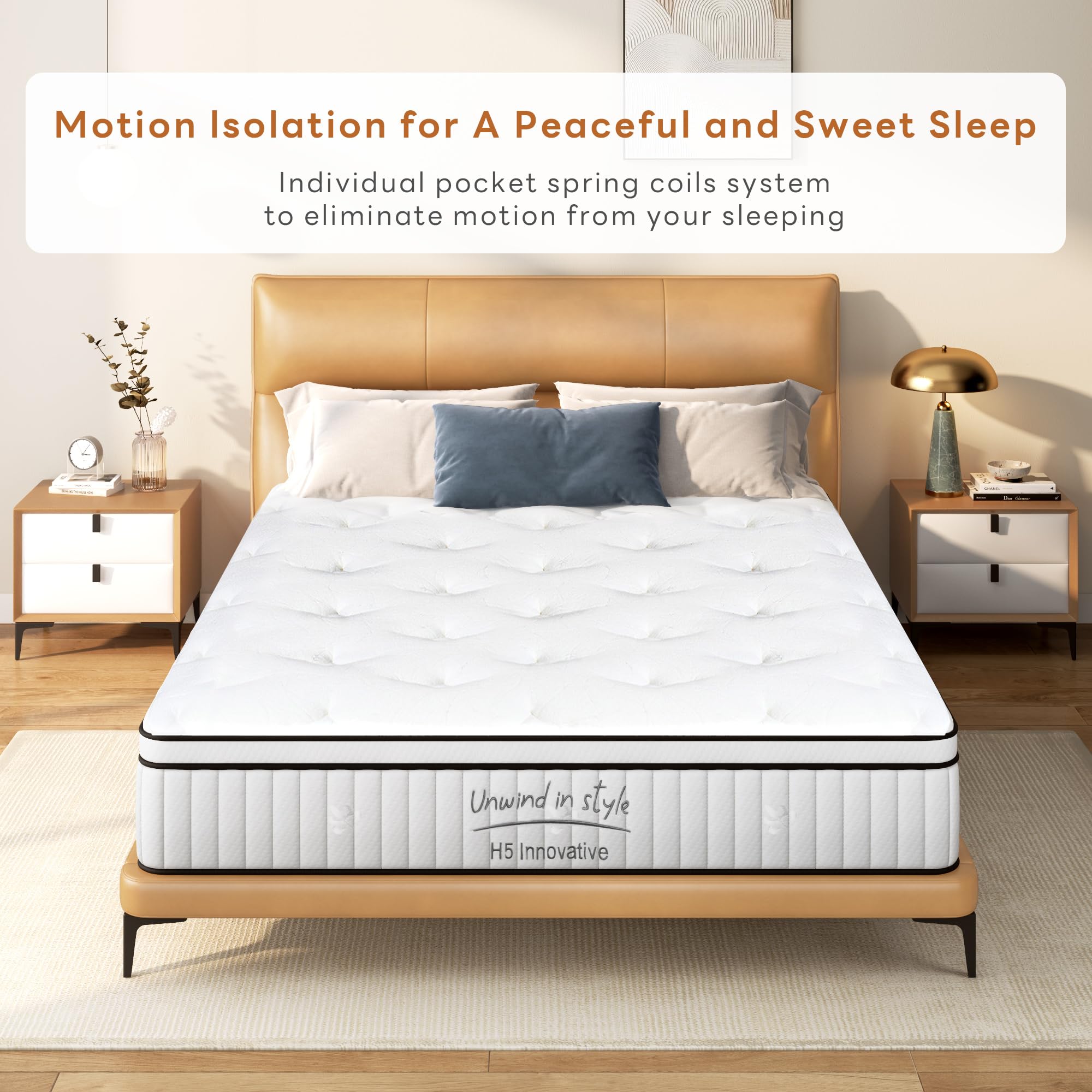 Schow Life 10 inch Hybrid Mattress Queen Size,Medium Firm Mattress with Memory Foam and Pocket Springs,Breathable Cover 10 inch Queen Bed Queen Mattress in a Box,60"X80"X10"