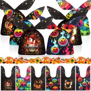 miucat halloween treat bags, 100pcs halloween goodie bags for trick or treat cute pumpkin candy bags for halloween party supplies favors (pumpkin)