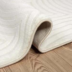 Abani Neutral Cream Area Rug 8' x 10' for Living Room, Bedroom - Half-Moon Design - Durable & Easy to Clean