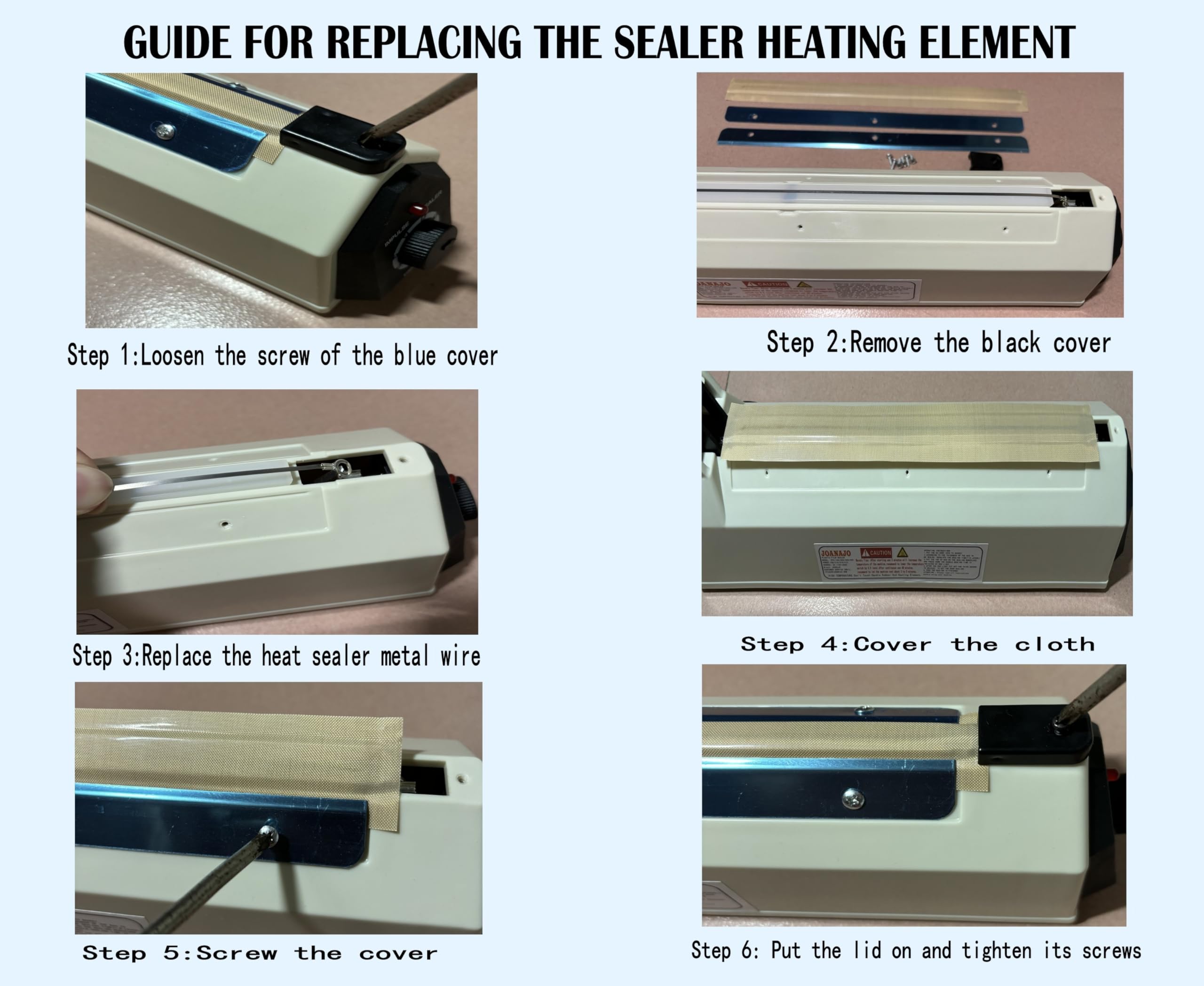 Impulse Sealer Parts 16 Inch Heat Seal Strips Teflon Tapes Sealer Replacement Element Grip Impulse Sealer Heating Element Service Spare Repair Kit-6 Pack